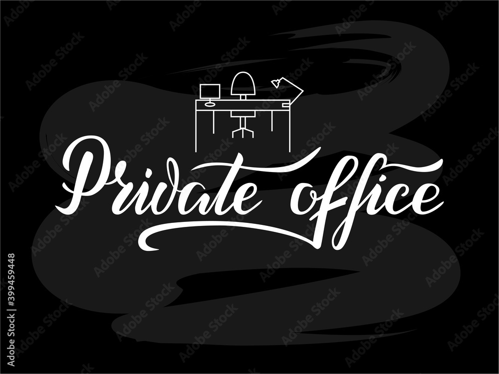 Vector illustration of private office lettering for banner, leaflet ...
