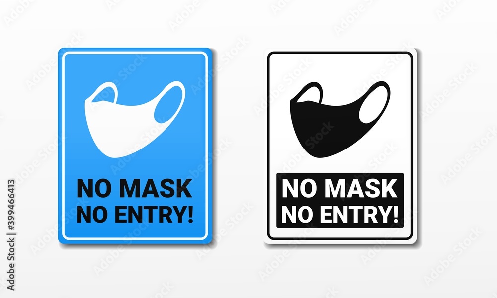 Set of no mask no entry sign. Mask required. Wearing mask beyond this ...