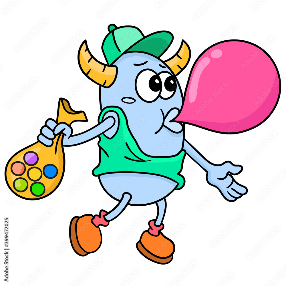 monster children blowing gum doodle kawaii. doodle icon image Stock ...