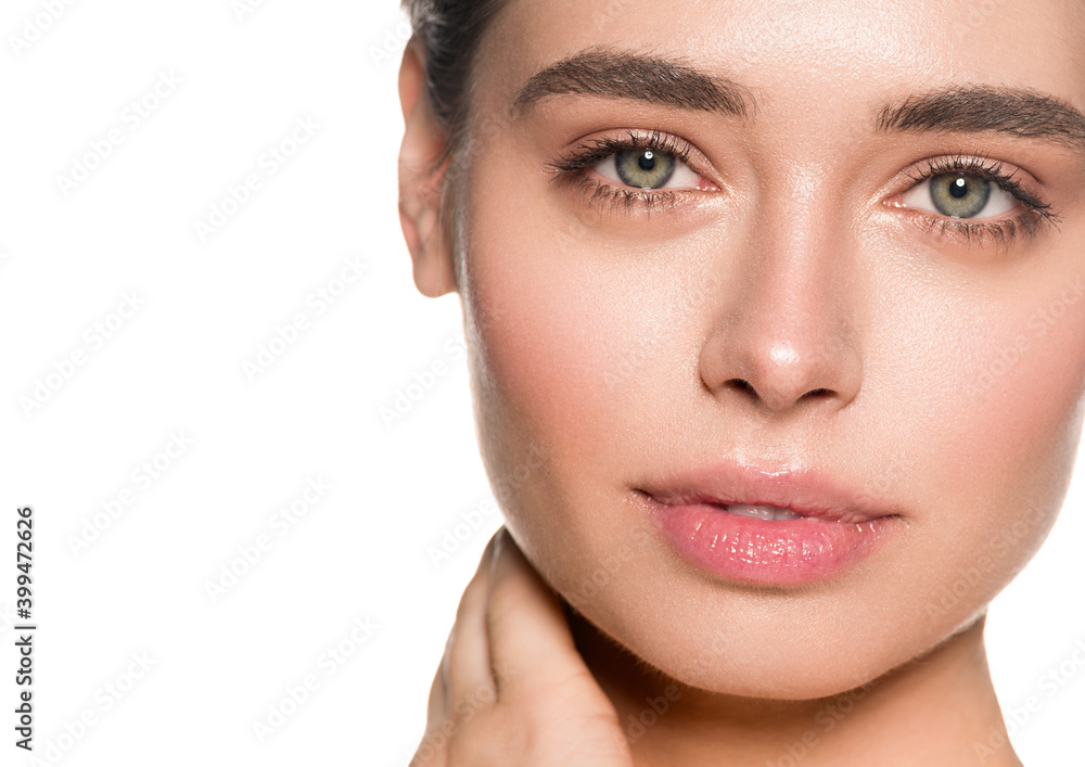Beautiful woman face with natural make up healthy skin and beautiful ...