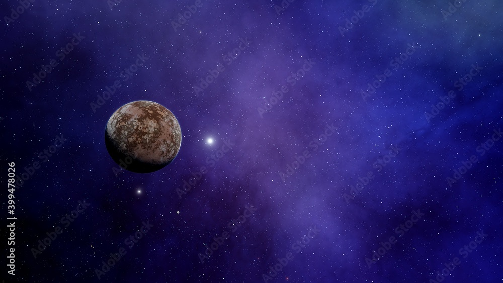 beautiful alien planet in far space, realistic exoplanet, planet ...