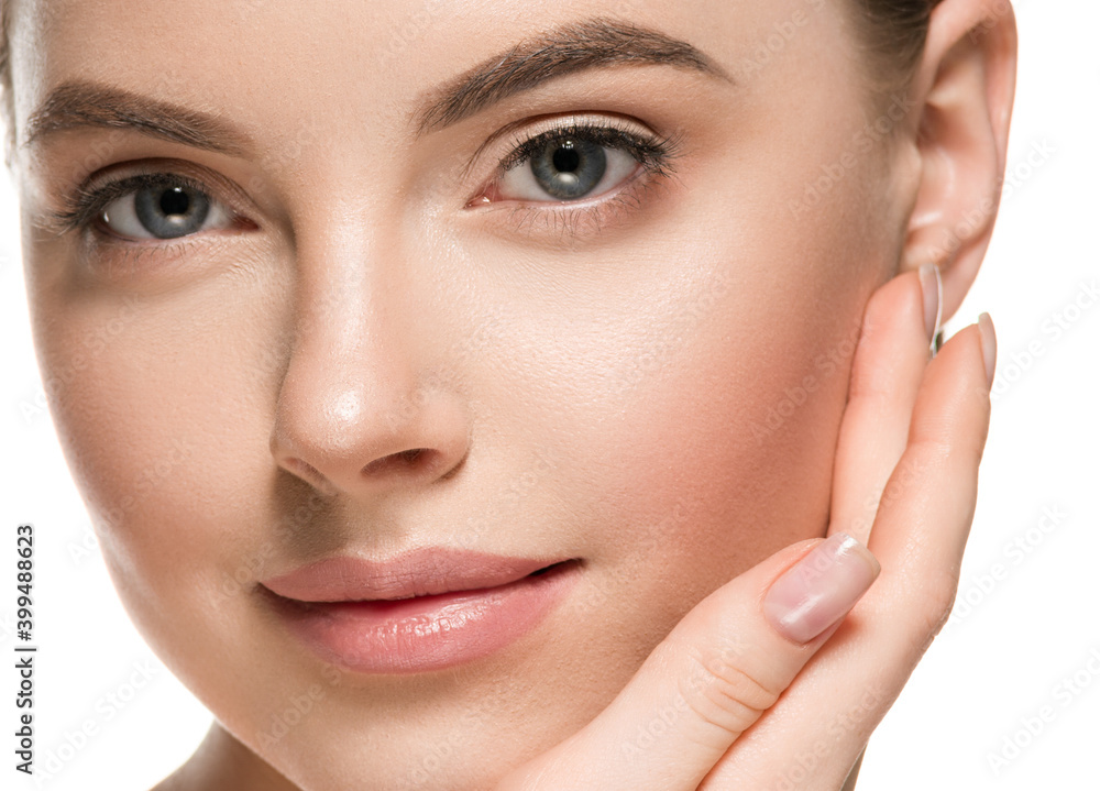 Beautiful face young woman clean skin beaty make up natural Stock Photo ...