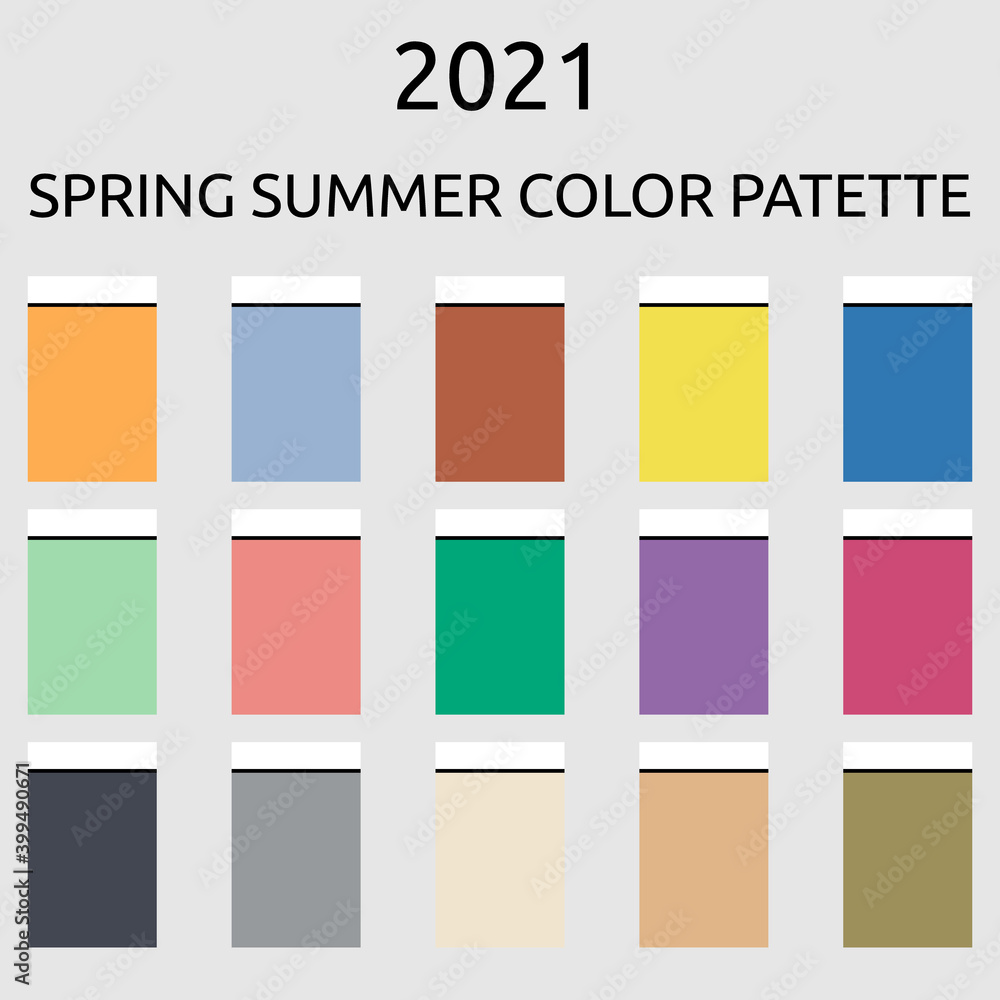 Fashion Color trend spring summer 2021. An example of a color palette ...