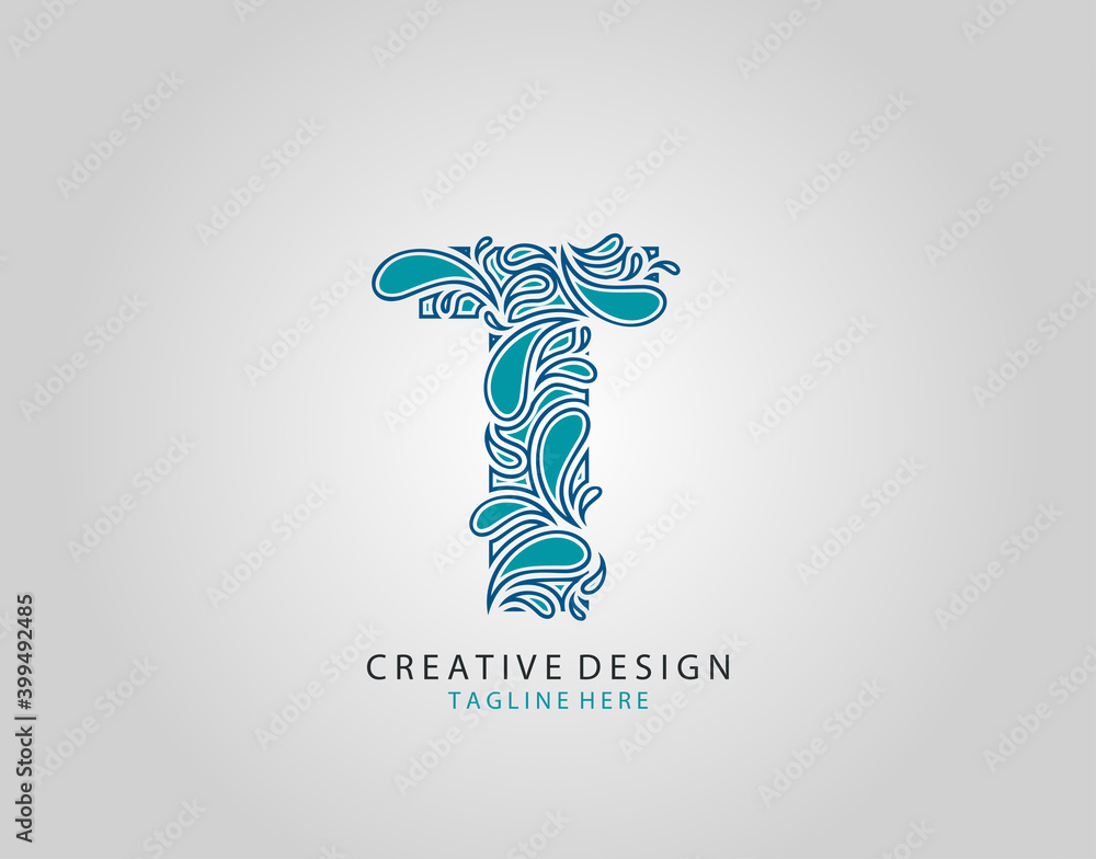 Water Splash T Letter Logo Icon, water droplets and splash alphabet ...