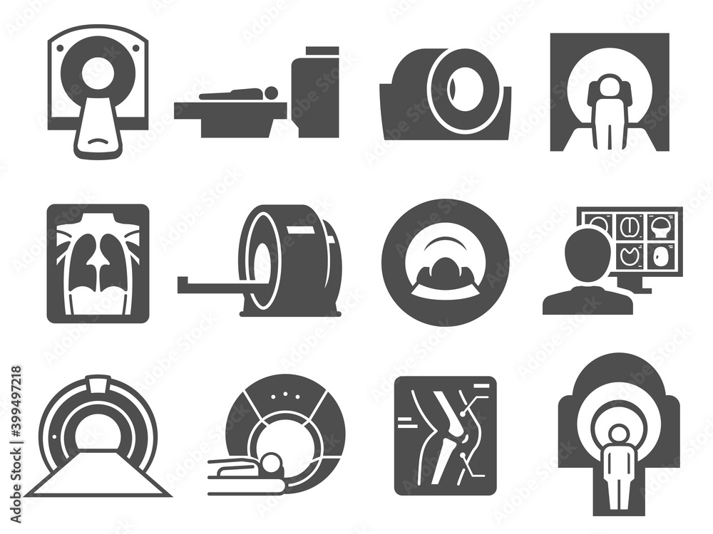 MRI medical machine practice black icon set Stock Vector | Adobe Stock