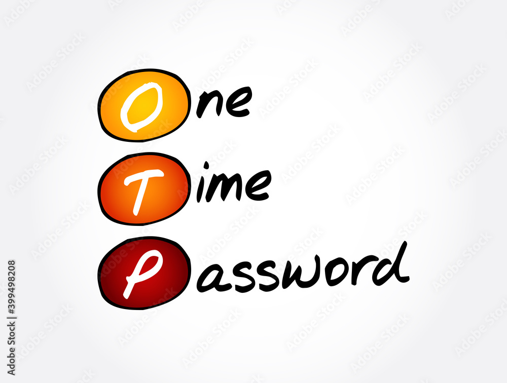 OTP - One Time Password acronym, technology concept background Stock ...