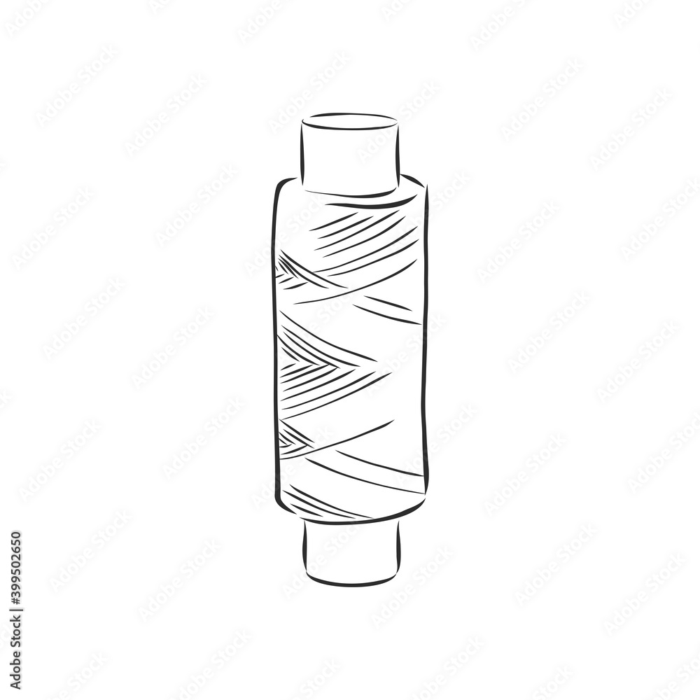 vector illustration of hand drawn spool with thread. spool of thread ...