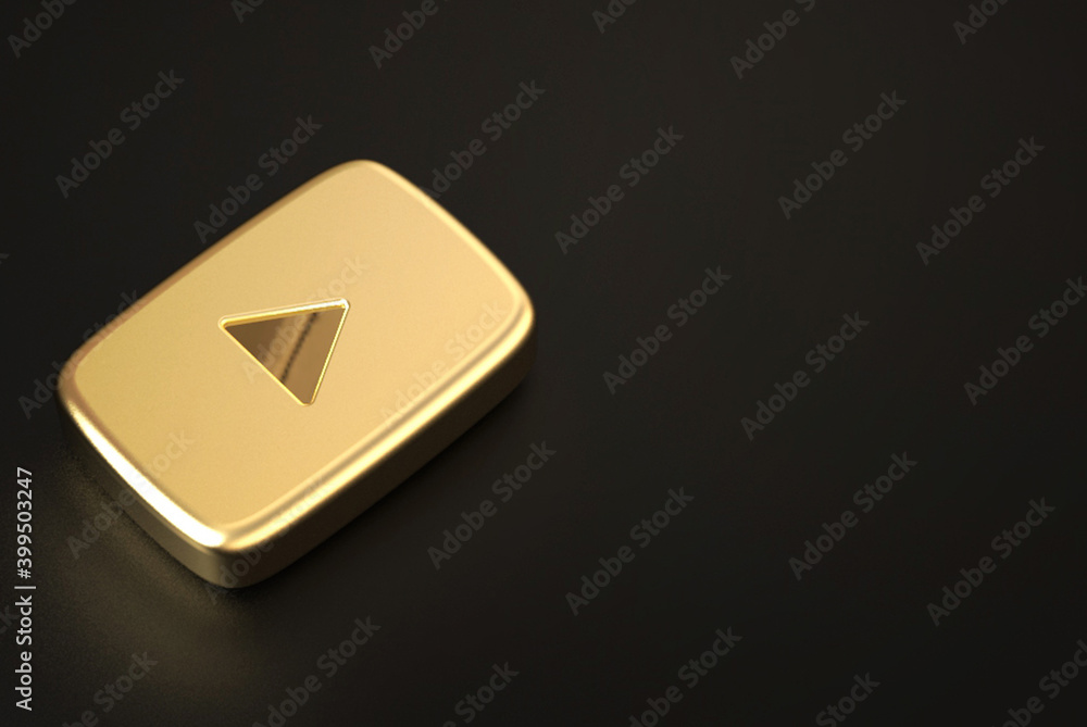 Gold youtube logo 3d rendering illustration Stock Illustration | Adobe ...