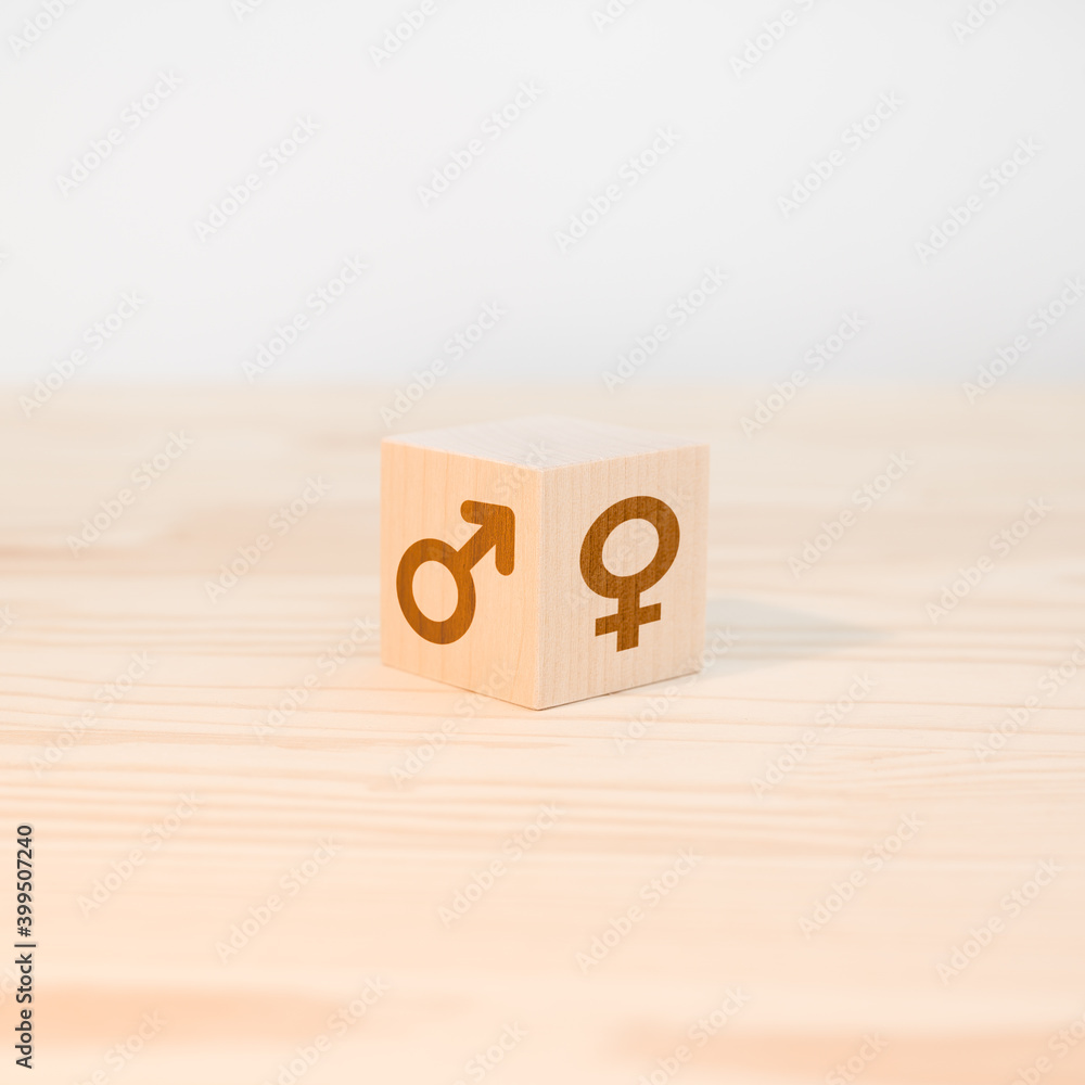 Wooden Cube With Male And Female Symbols The Concept Of Gender