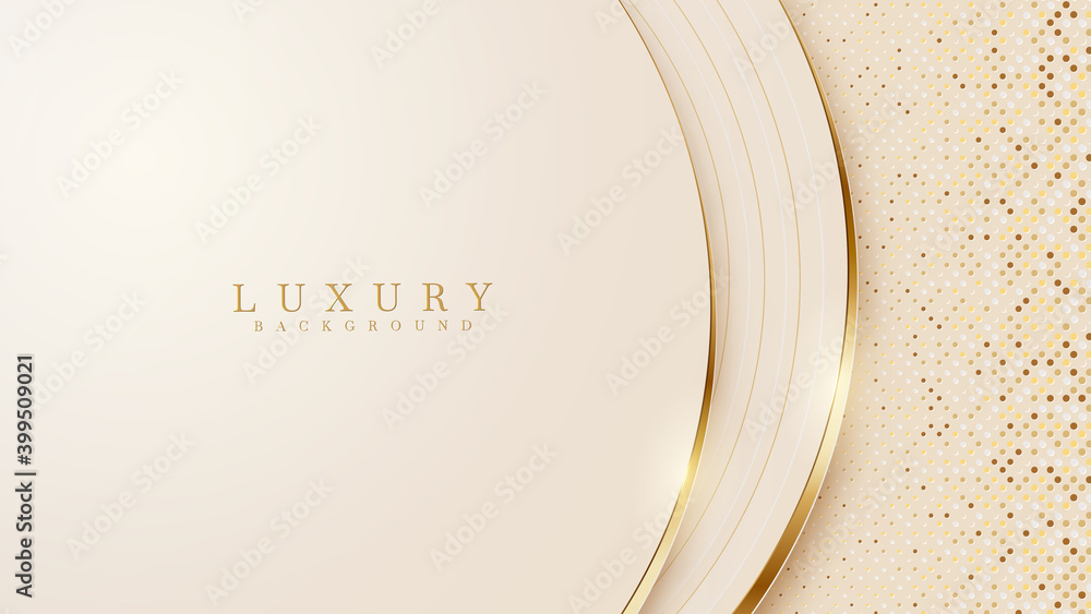 Abstract yellow luxury background with golden line , paper cut style 3d ...