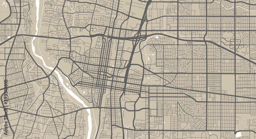 Detailed map of Albuquerque city, linear print map. Cityscape panorama ...