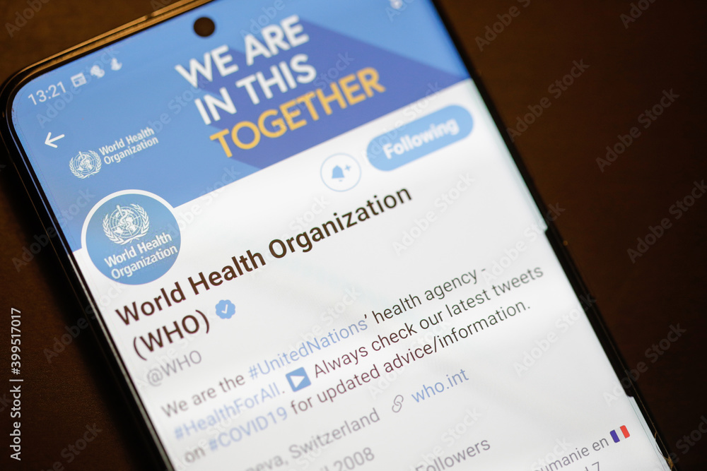 Details with the Twitter account of World Health Organization (WHO) on ...
