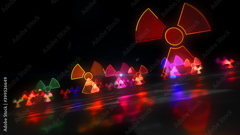 Nuclear warning symbol abstract neon 3d illustration Stock Illustration ...