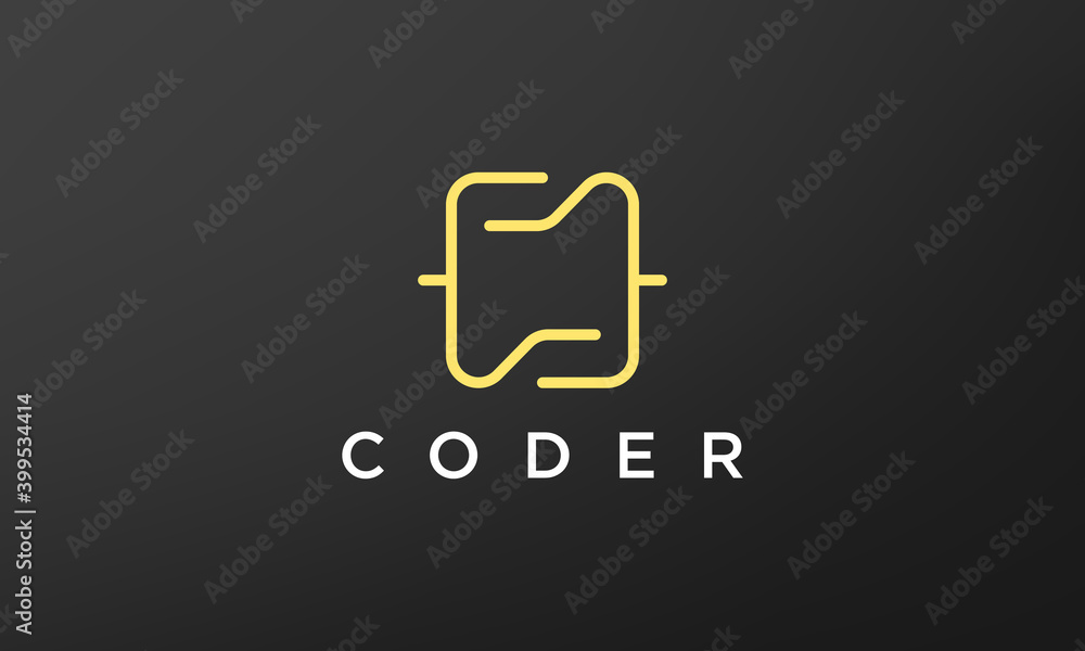 programming code technology logo in a simple and modern style Stock ...
