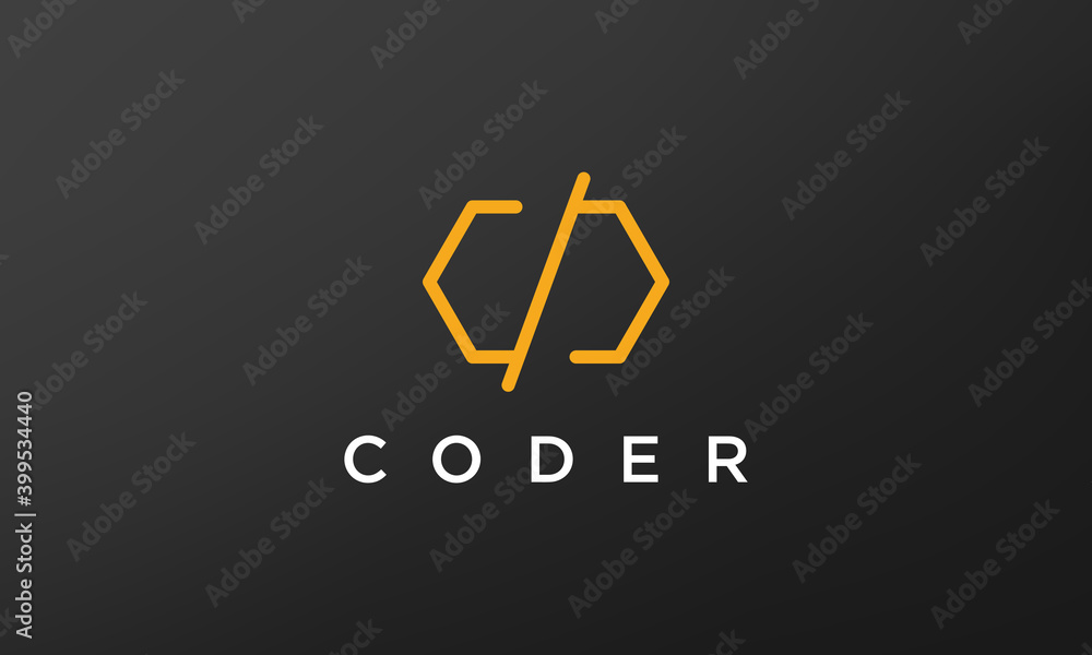 programming code technology logo in a simple and modern style Stock ...