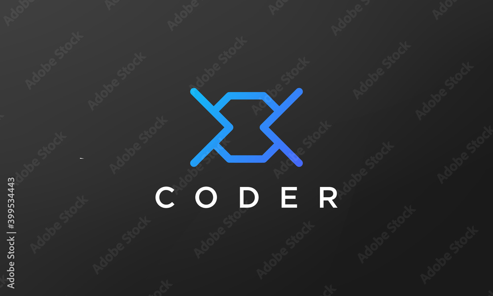 programming code technology logo in a simple and modern style Stock ...