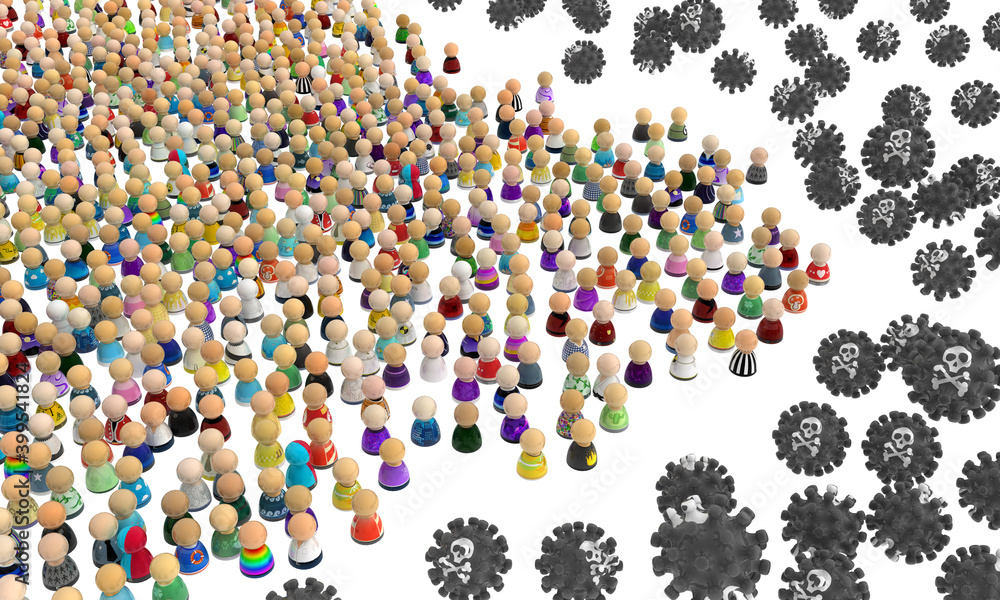 Cartoon Crowd, Mine Field Stock Illustration | Adobe Stock