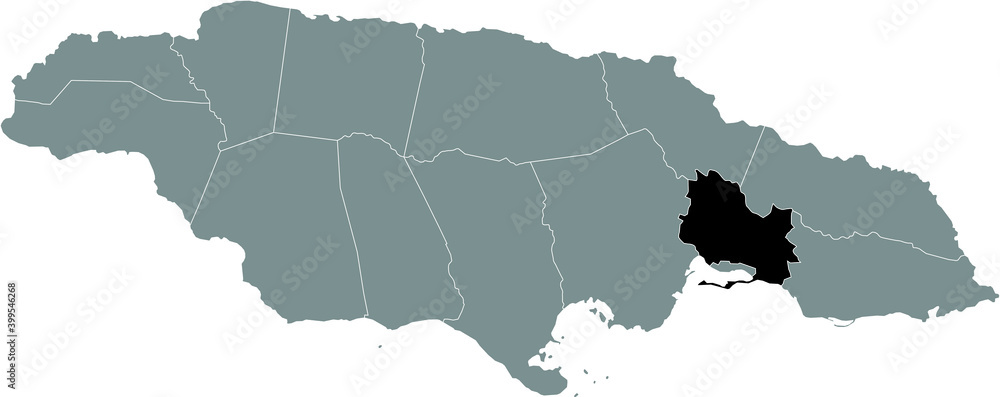 Black location map of Jamaican Saint Andrew parish inside gray map of ...