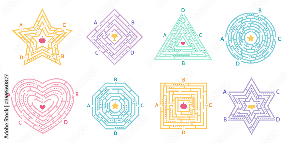 Plakat Maze game. Labyrinth educational game for kids, find entry and ...