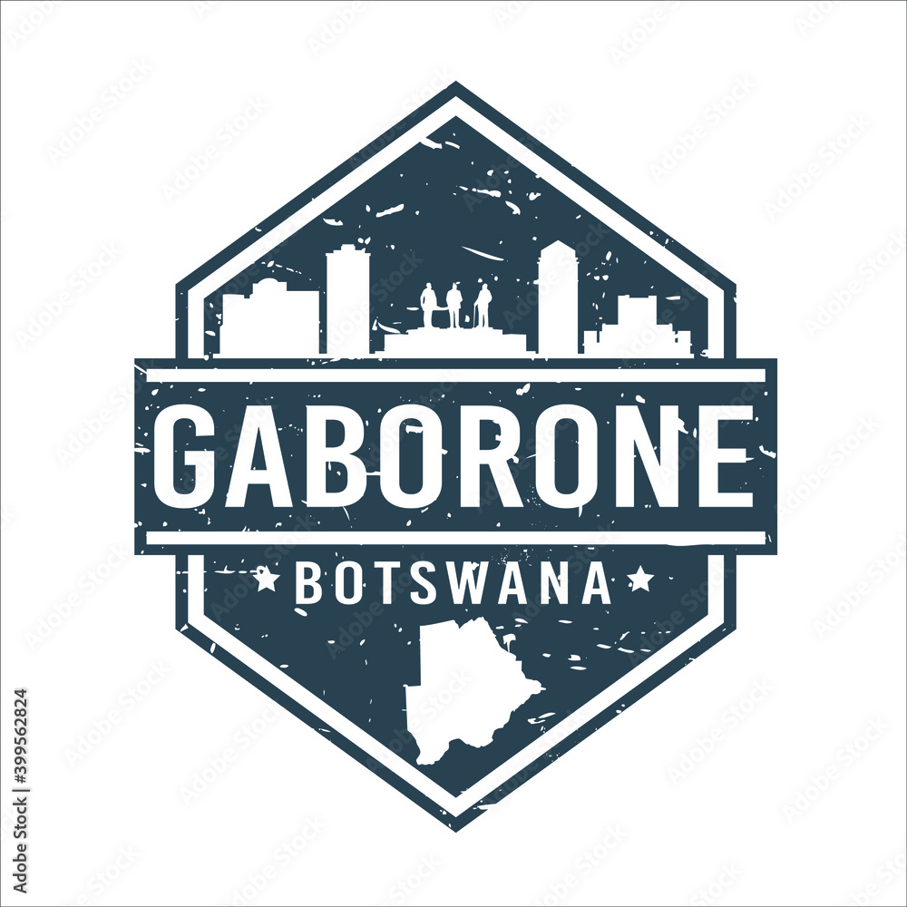 Gaborone, Botswana Travel Stamp Icon. Skyline City Design Tourism ...