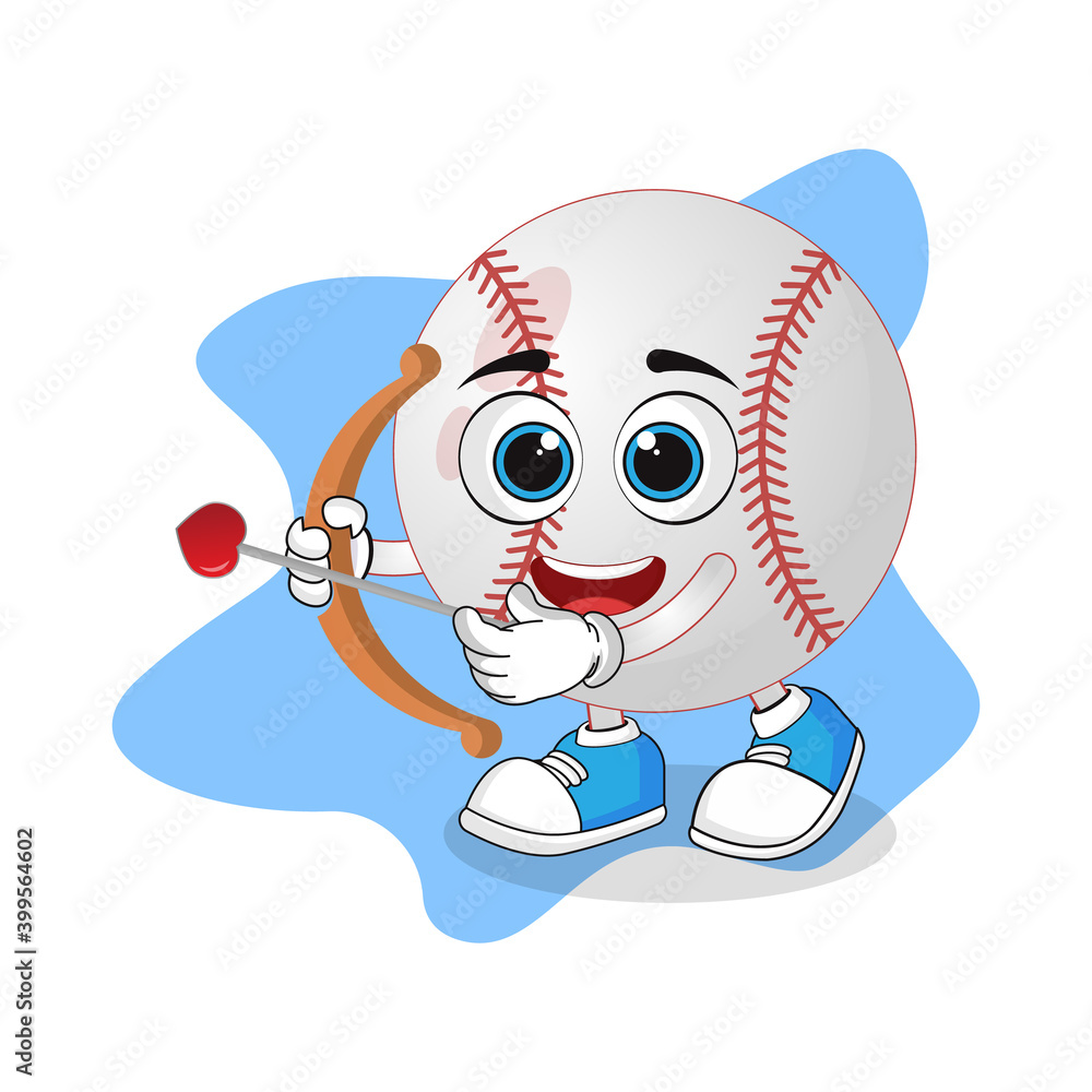 Cute Cartoon Baseball As Cupid with Arrow, Nice Design For Character ...