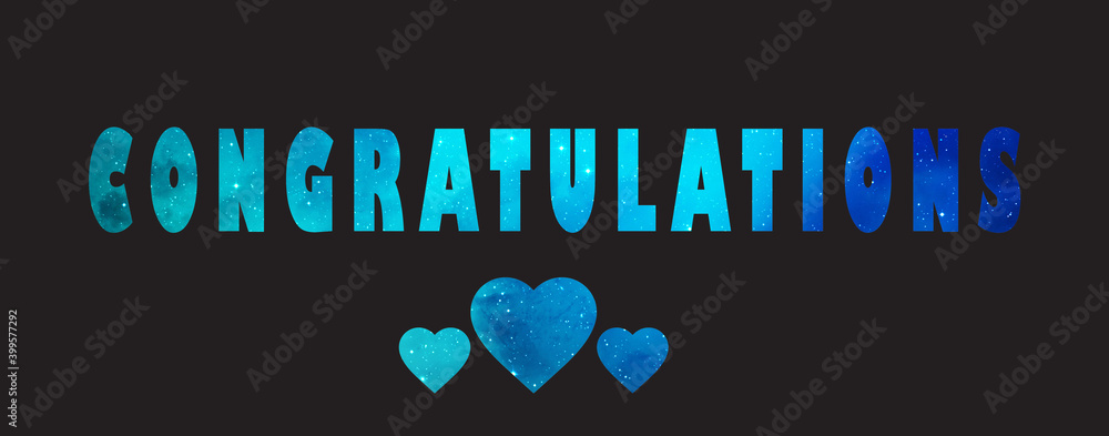 Congratulations. Text on a gray background with hearts. Stock ...