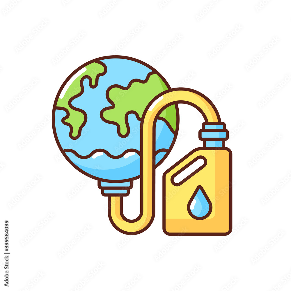 Biological resources depletion RGB color icon. Consumption of resources ...