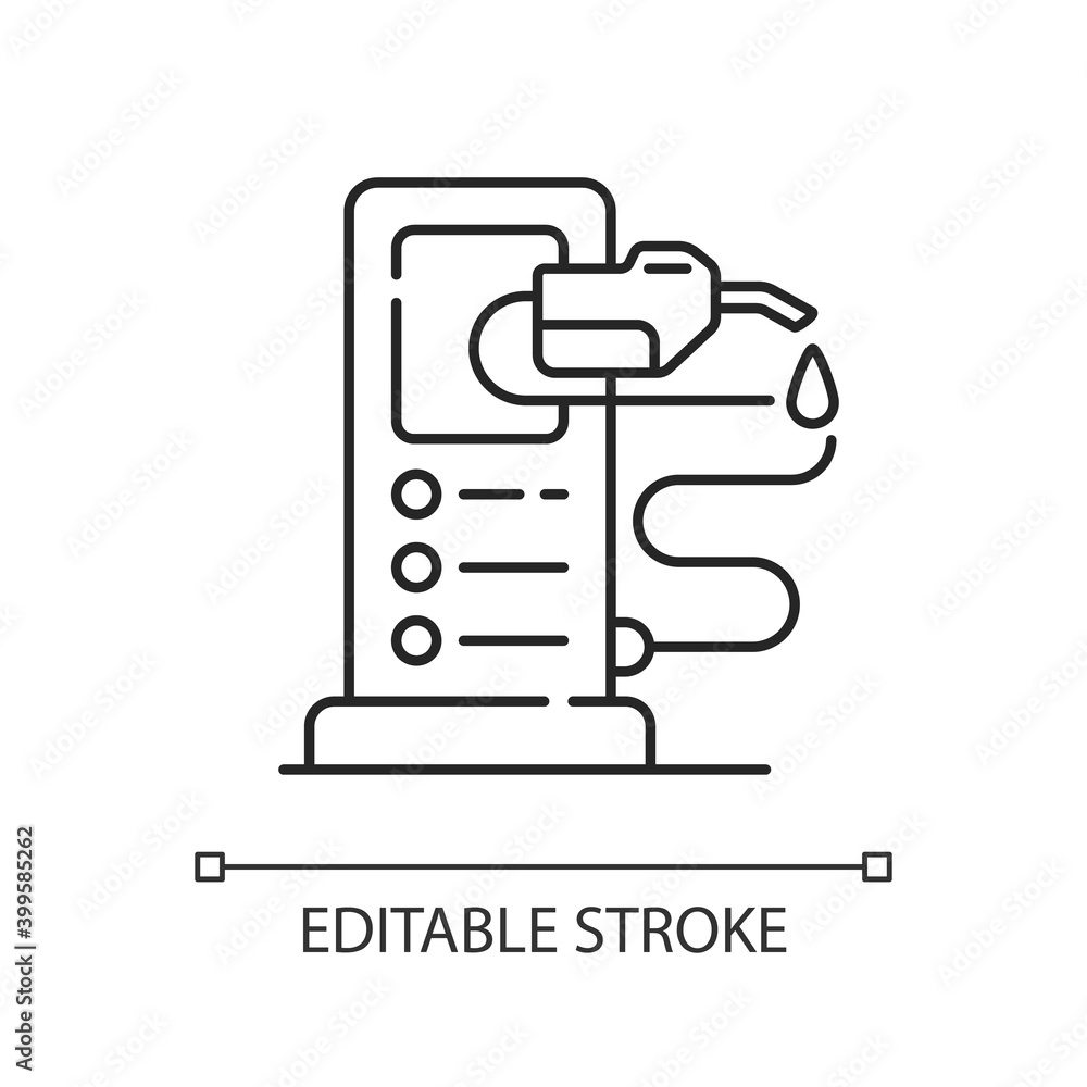 Refueling a car linear icon. Refilling your automobile fuel tank ...