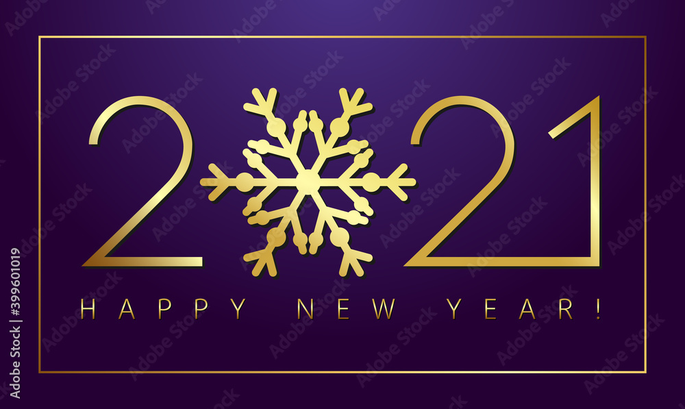 2021 A Happy New Year congrats concept. Classic thin style logotype ...