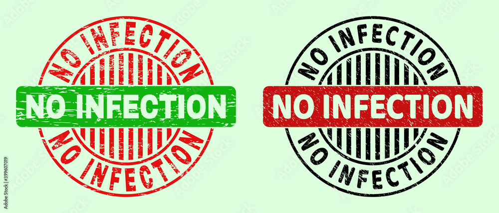 NO INFECTION bicolor round rubber imitations with grunged style. Flat ...