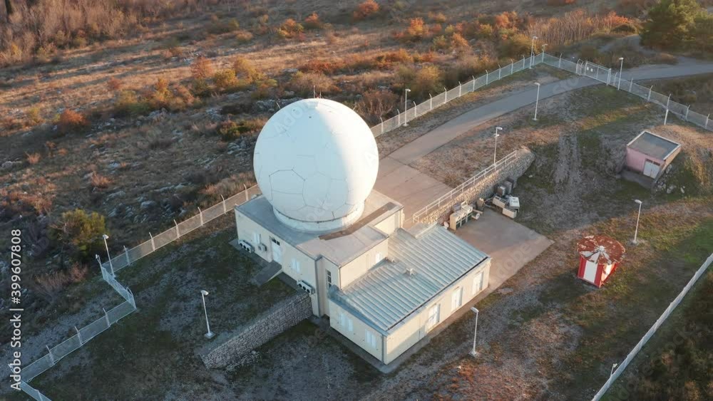 Giant radome sphere hiding radar antenna and surveillance equipment ...