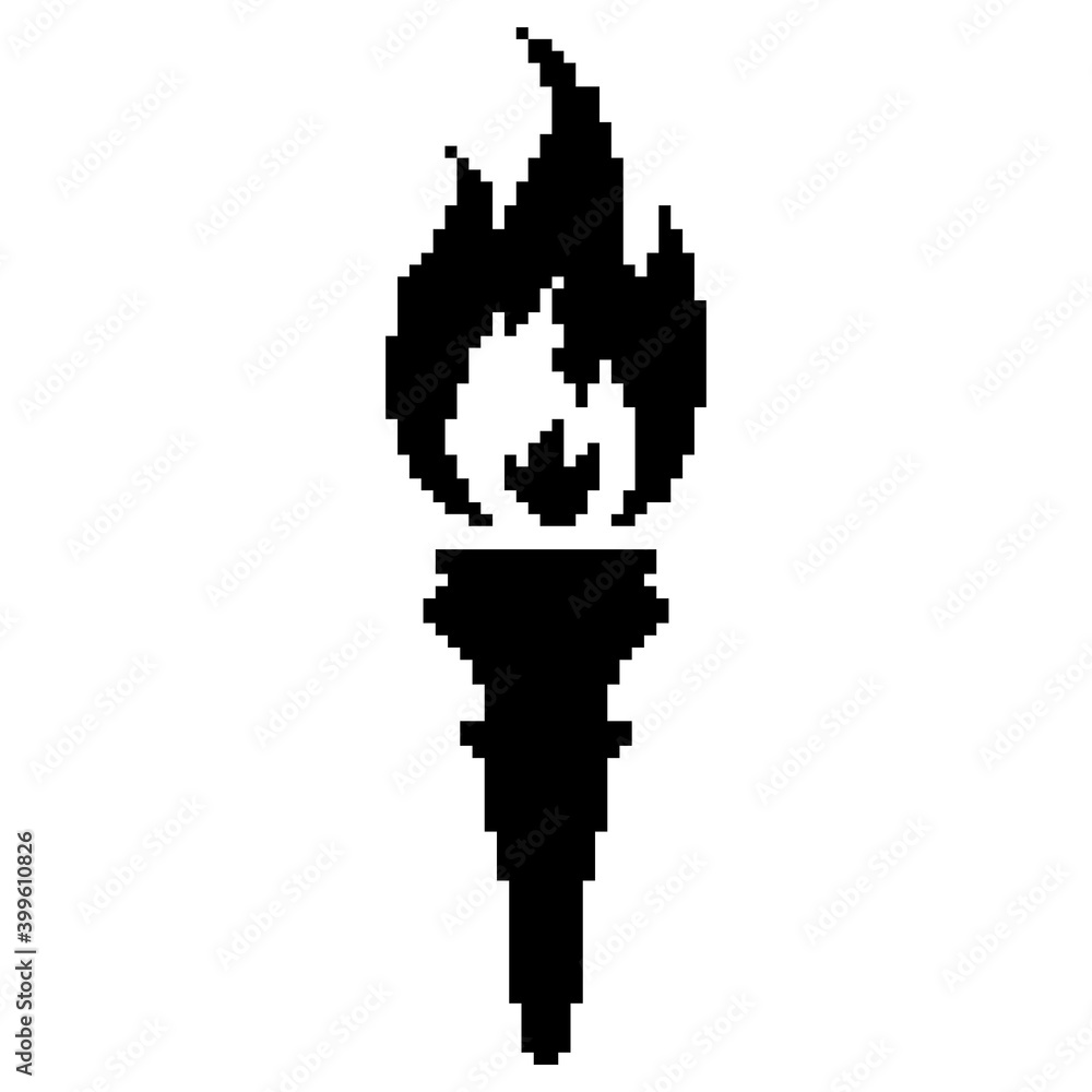 Pixel torch icon. Pixel art 8 bit Stock Vector | Adobe Stock