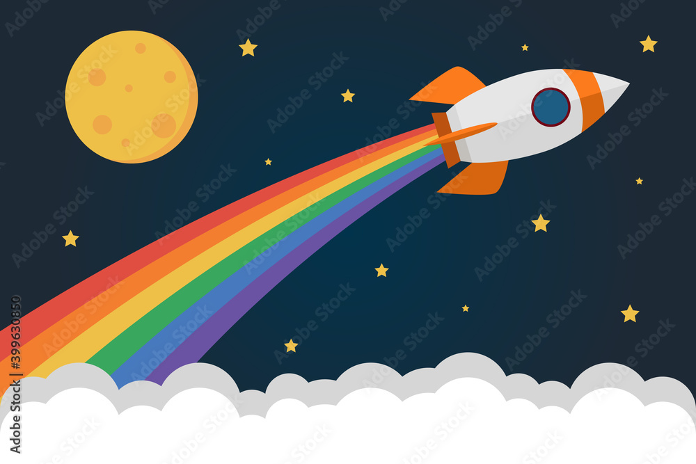 Rocket flies into space and emits smoke in the colors of the rainbow ...