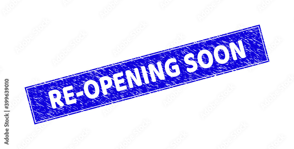 Grunge RE-OPENING SOON rectangle stamp seal. RE-OPENING SOON stencil ...