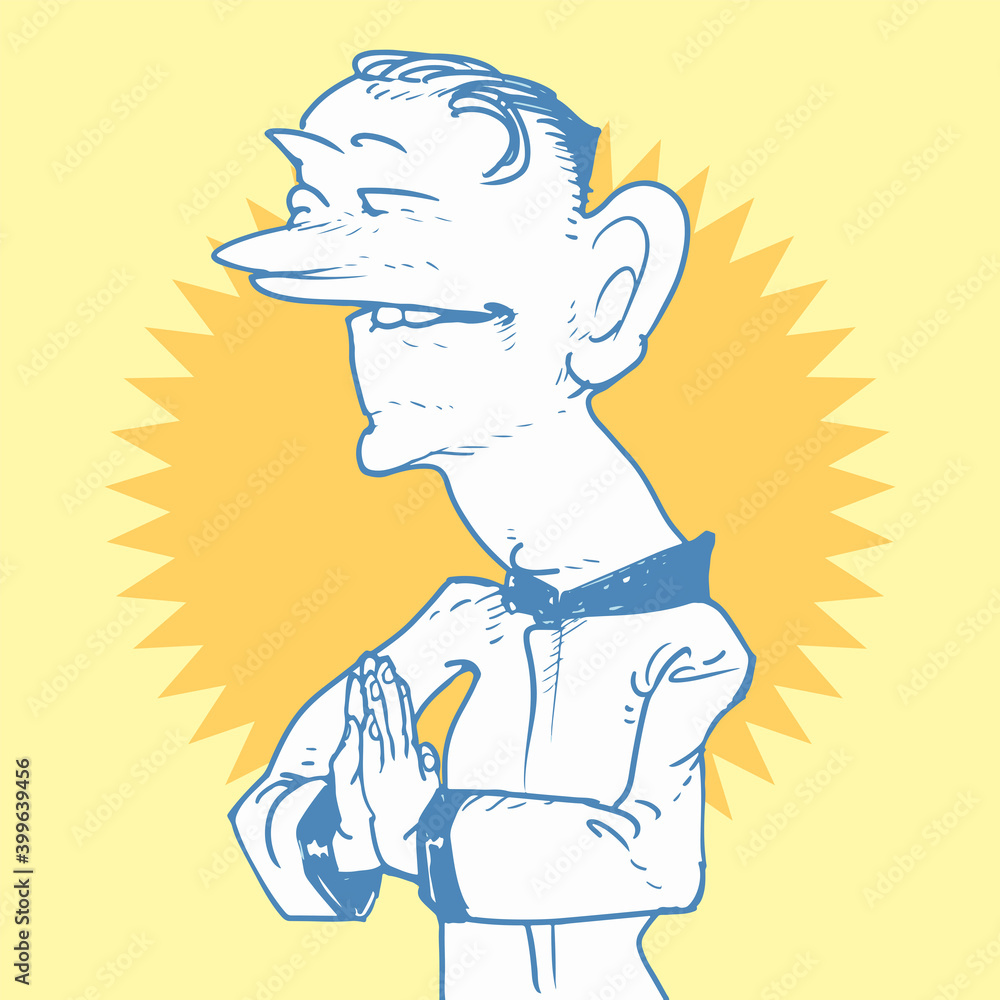 chinese man cartoon. a young chinese man with traditional posture and ...