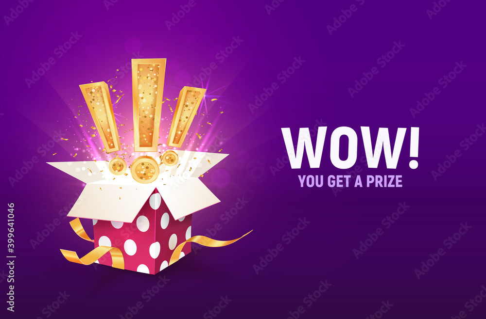 Win prize vector illustration. Winning gift lottery opened textured box ...