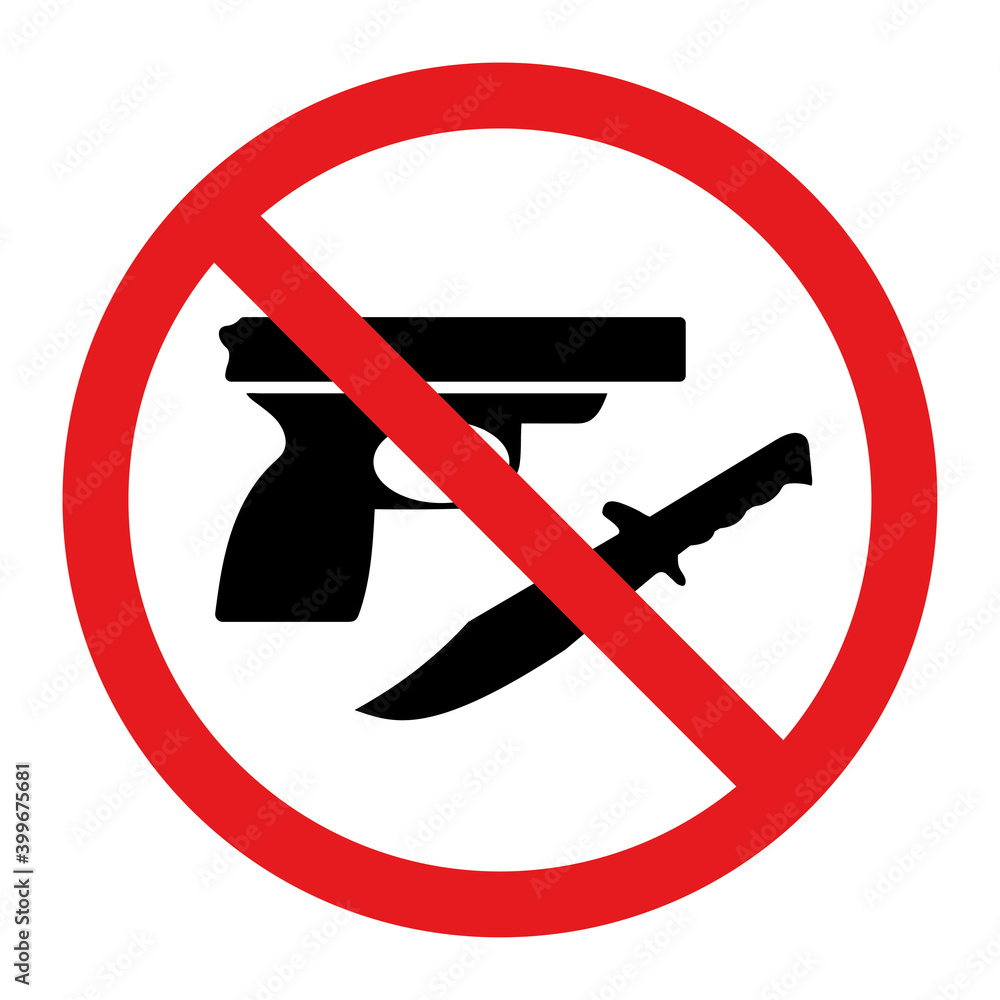 Poster Symbols forbidden to carry weapons Vector illustration – Wall ...