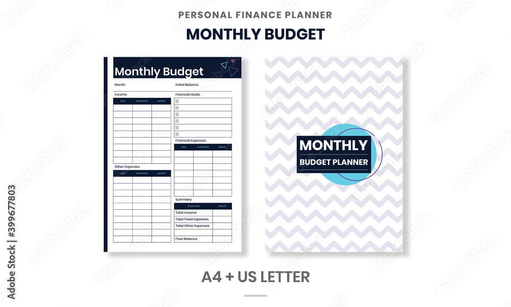 Minimalist Personal Finance planner Monthly Budget pages template ...