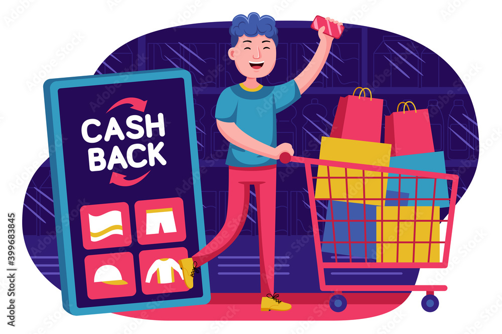 People shopping vector illustration. Cartoon character with flat design ...