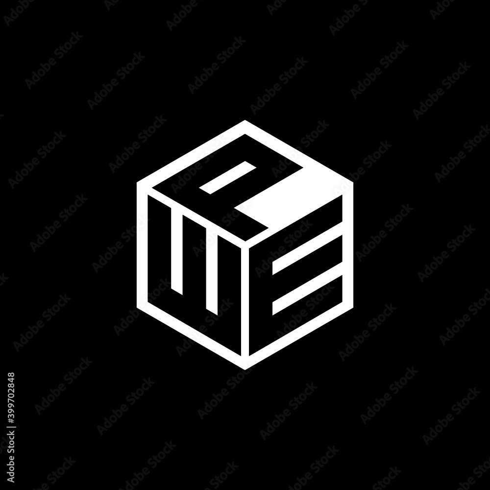 WEP letter logo design with black background in illustrator, cube logo ...