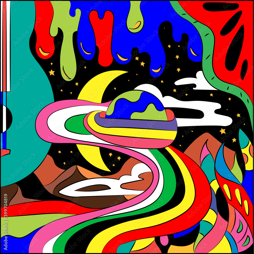 Bright abstract illustration on a free theme. Surreal Fantasy Vector ...