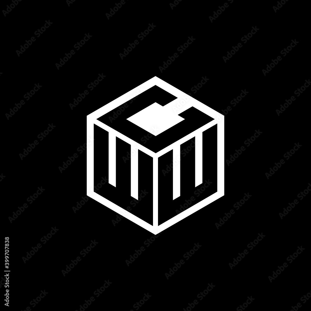 WWC letter logo design with black background in illustrator, cube logo ...