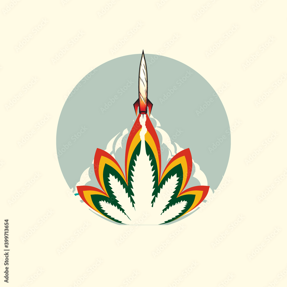 Cannabis Cigarette Rocket Launch concept for t shirt graphic poster or ...