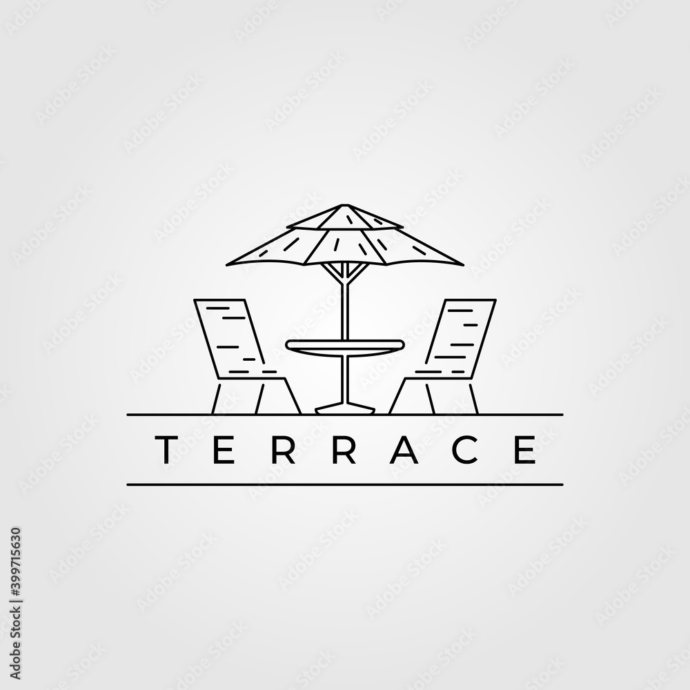 terrace line art logo icon minimalist vector illustration design Stock ...