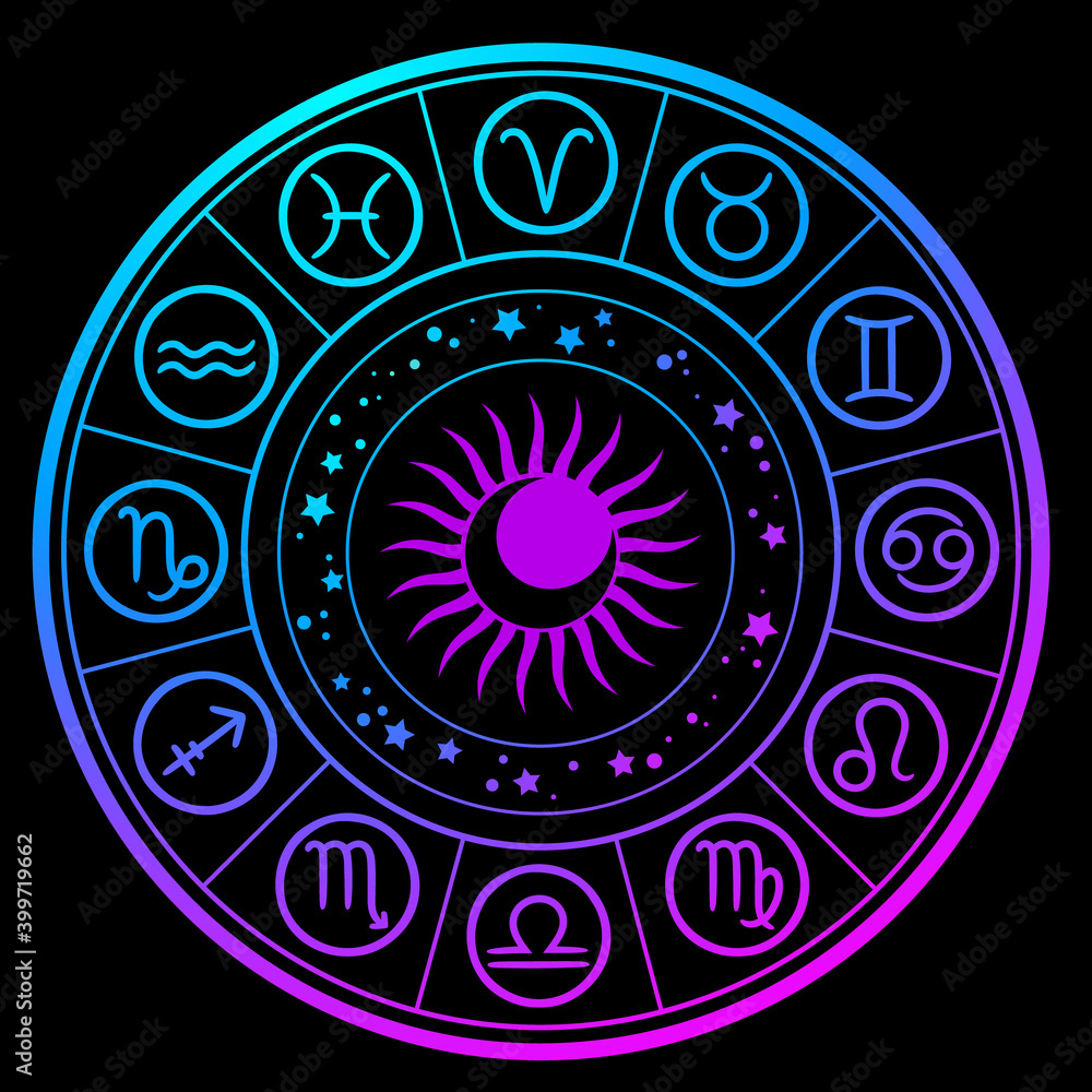 bright round calendar of zodiac signs Stock Vector | Adobe Stock