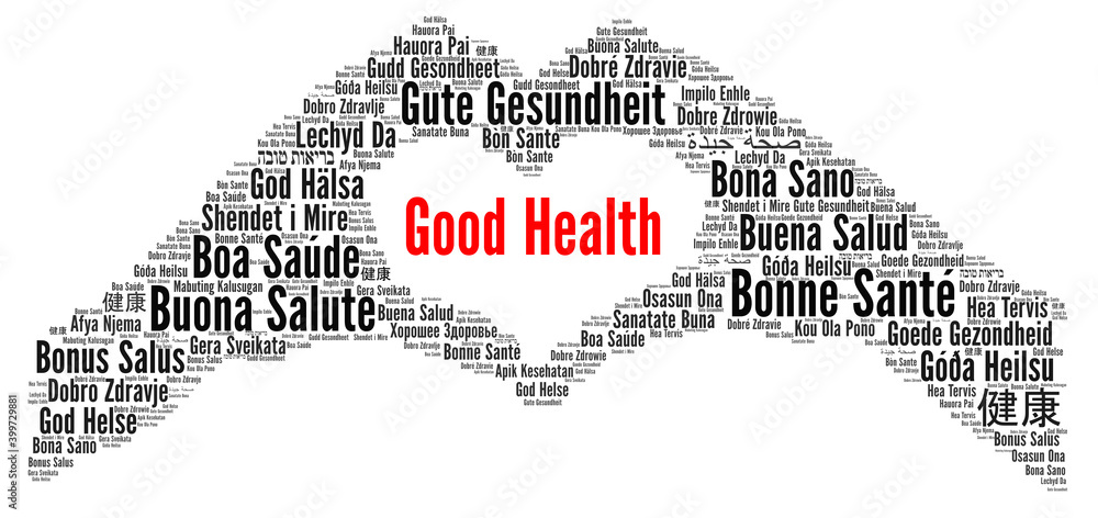 Good health word cloud concept in different languages Stock ...