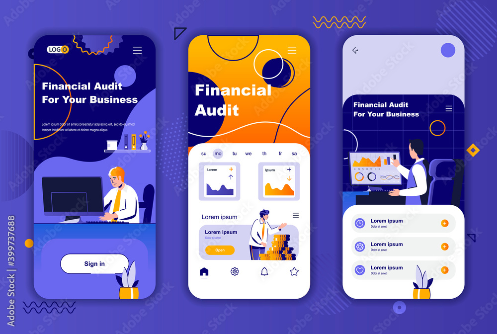Financial audit unique design kit for social networks stories. Business ...