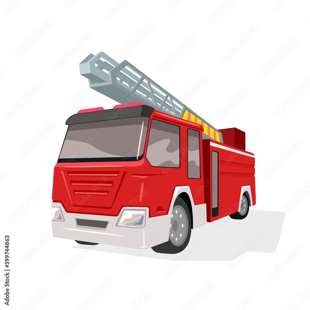 Rescue engine transportation, save lifes, firefighter van. Vector call ...