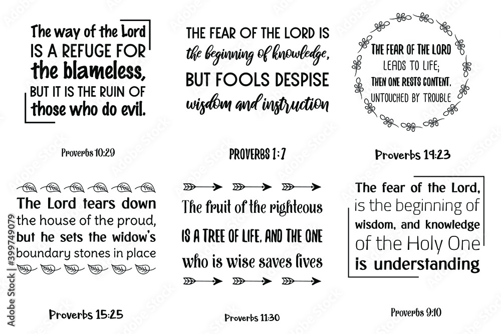 Set of Bible verses. Christian Quotes and Scripture sayings Stock ...