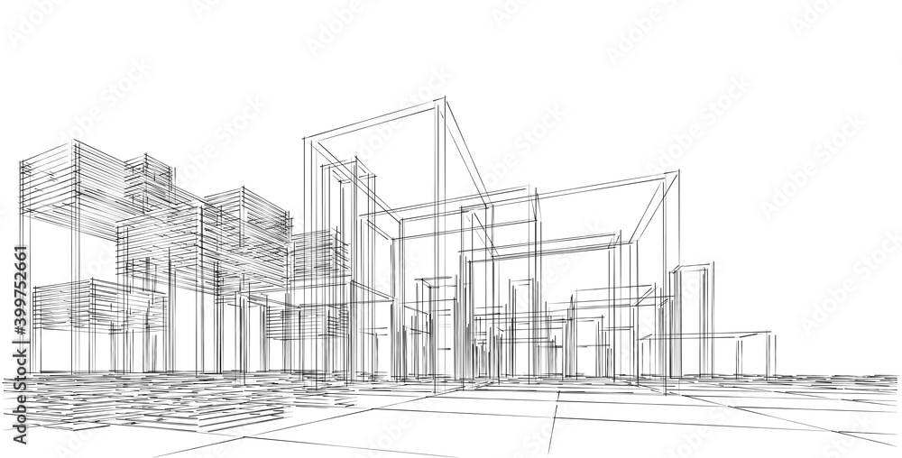 modern abstract architecture linear design Stock Illustration | Adobe Stock